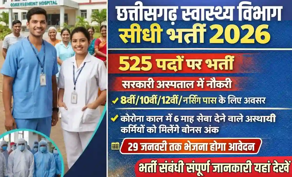 CG Health Department Bharti 2026: स्वास्थ्य विभाग में 525 पदों पर बंपर ...